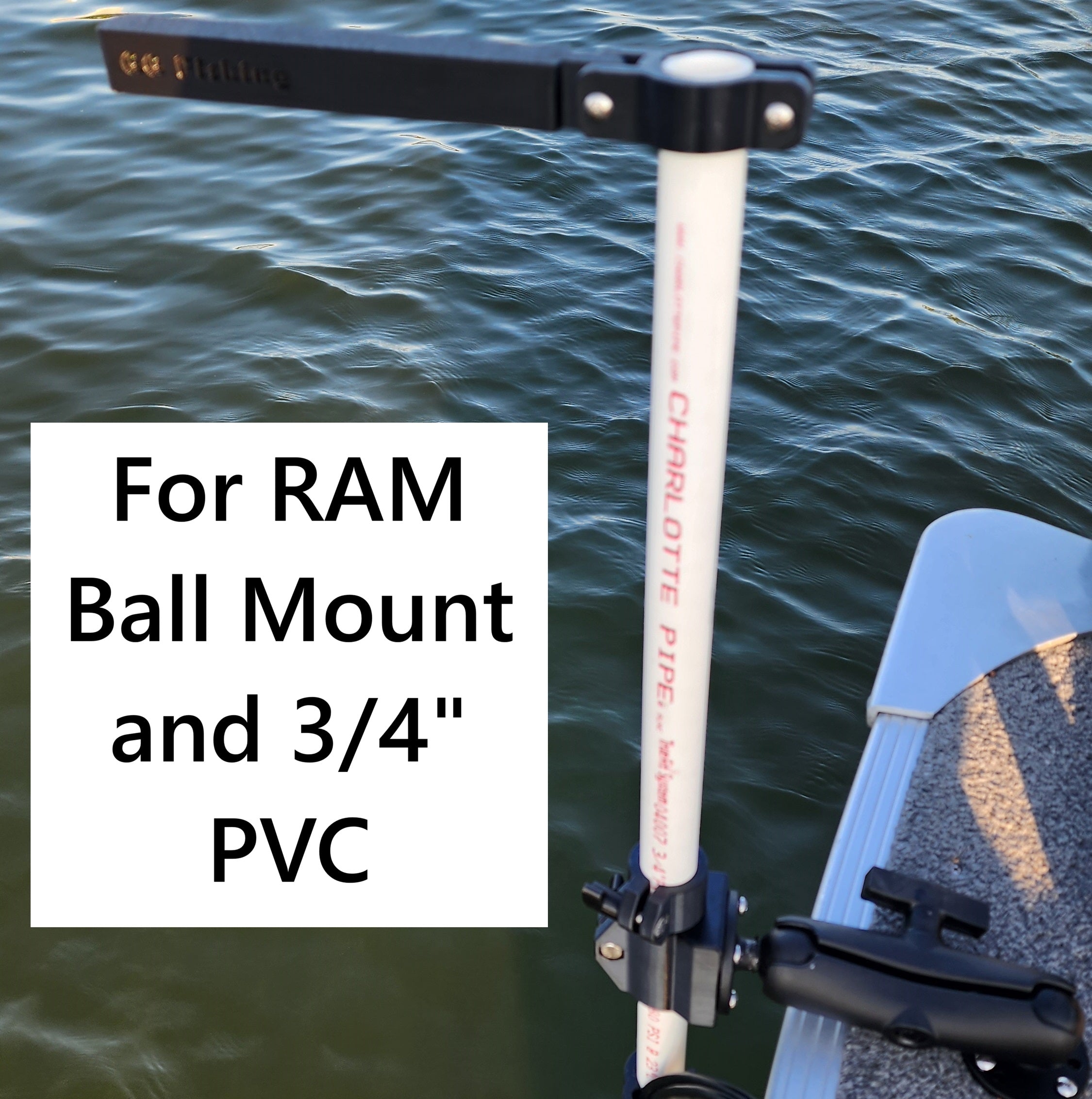 Pole Mount Kit for 3/4" PVC and RAM mount 4-hole AMPS pattern C or D s ...